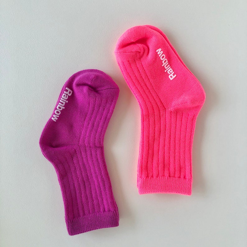 Set of 5 Kids Neon Crew Grip Socks Fluorescent Bright Summer - Etsy