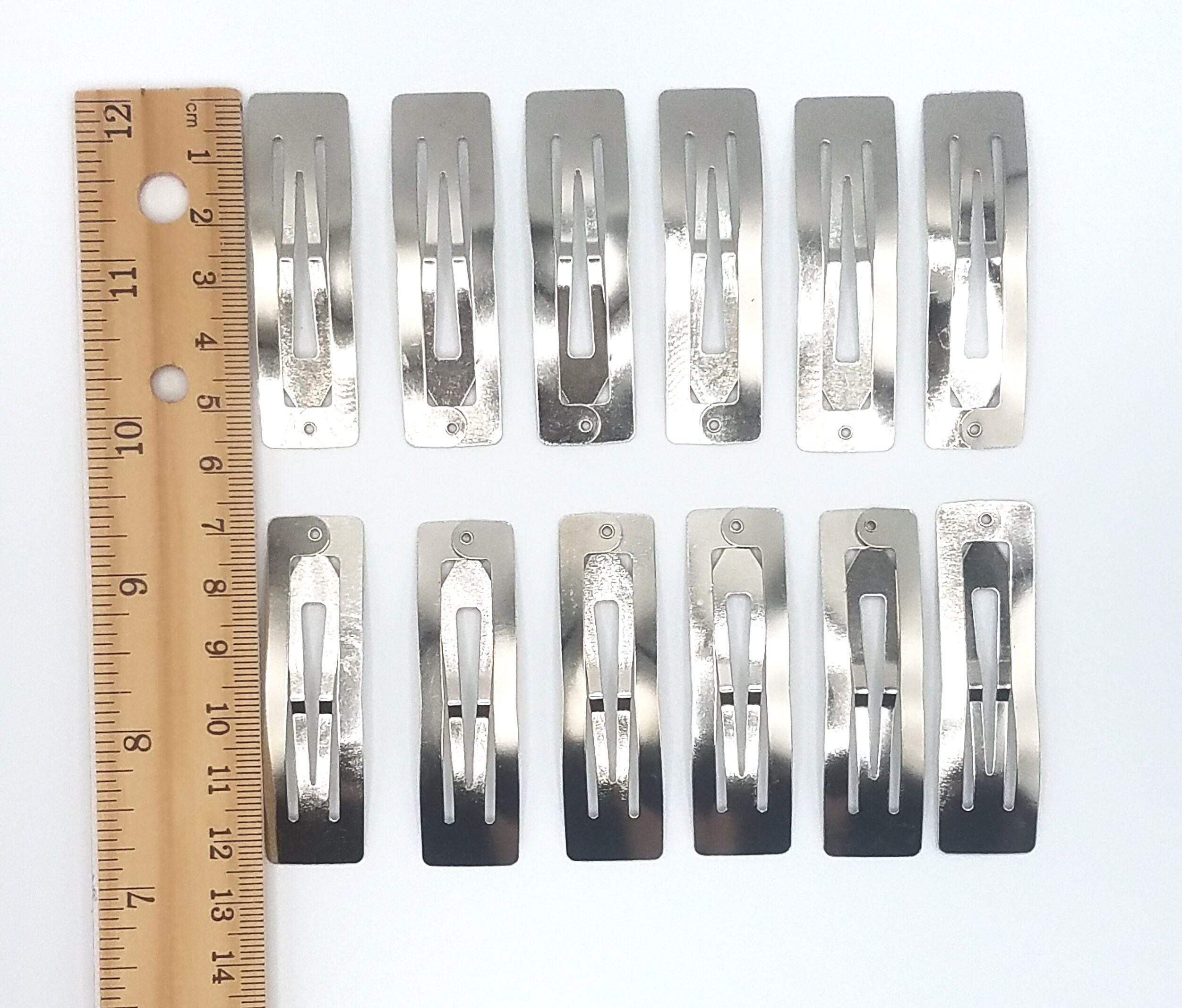 80mm8cm rectangle snap clips12 pcsHair bow supplyhair clipsilver ...