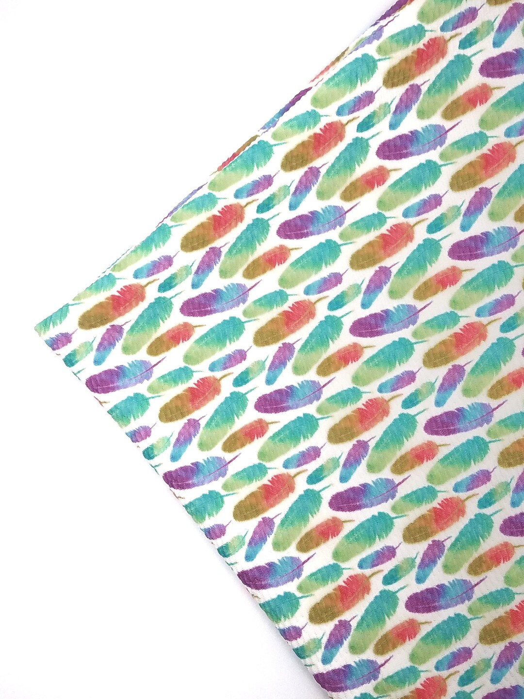 Colourful feathers print liverpool fabric/Boho - Etsy.de