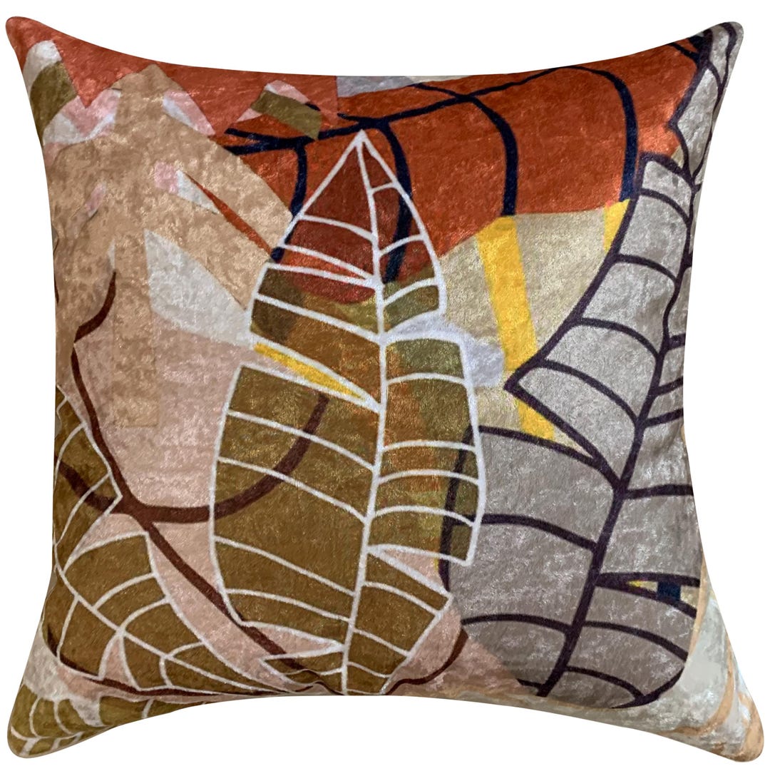 Twig Leaf Modern Chic Designer Velvet Pillow Cover 1818, 2020, 2222 ...