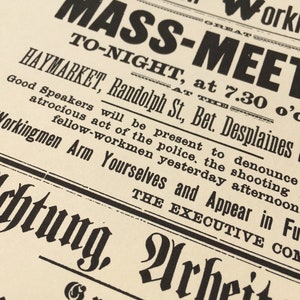 Haymarket Affair Poster 1886 - 8x10 Facsimile of the First Draft ...