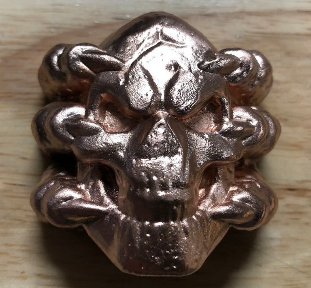 10+ Oz Hand Poured Pnwsilverco Copper Clawed Skull Pour - .999 Bullion ...