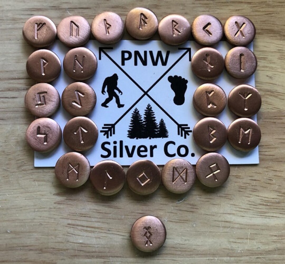 Copper Casting Runes Set - 25 Piece Elder Futhark Rune Set Made of .999 ...