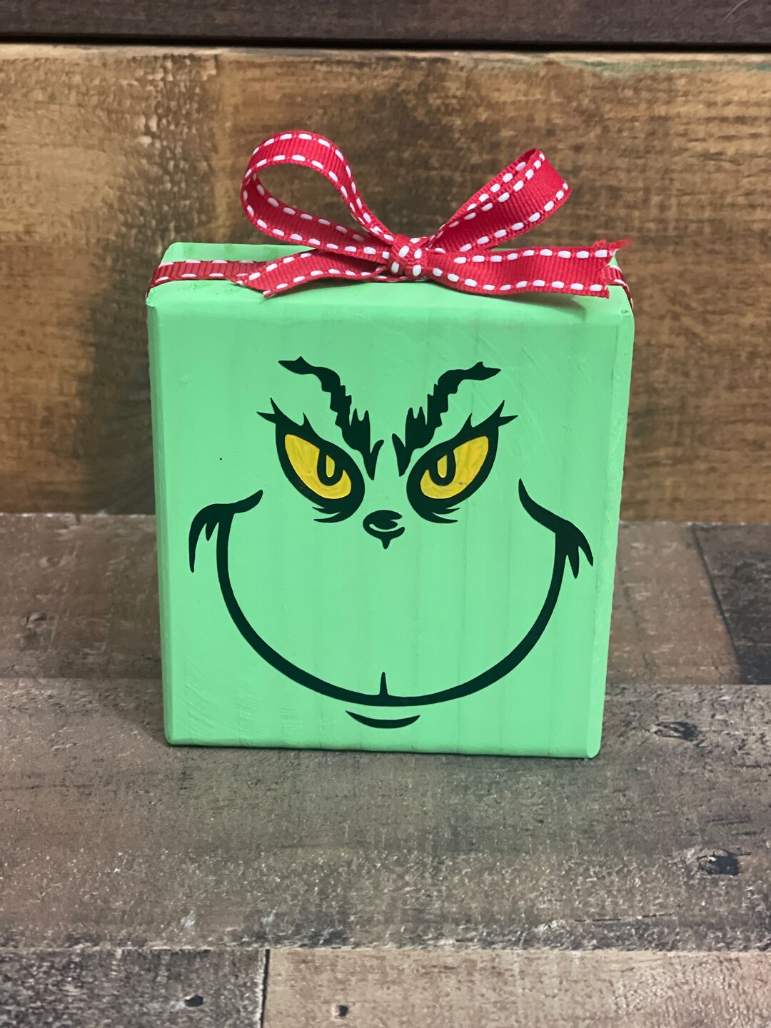Grinch Inspired Wood Block, Shelf Sitter, Tray Decor, Farmhouse, Grinch ...