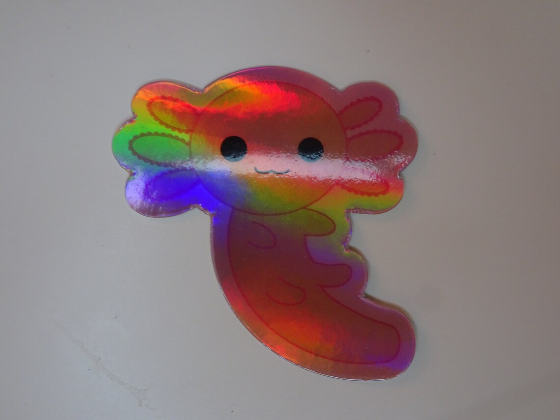 Holographic Axolotl Sticker - Etsy