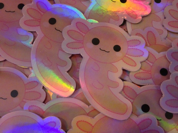 Holographic Axolotl Sticker | Etsy