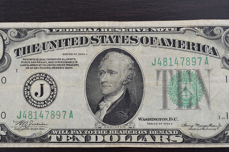 1934 Vintage Ten Dollar Bill Collectible Currency Old 10 Dollar 1934-vintage-ten-dollar-bill-collectible-currency-old-10-dollar