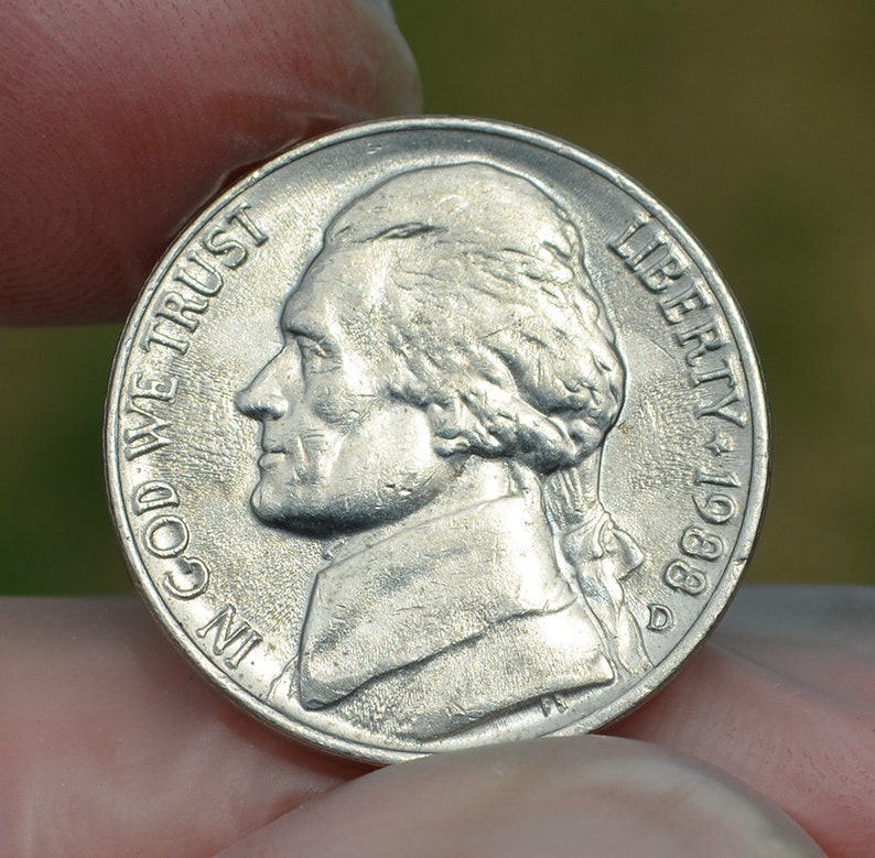 1988 D Jefferson Nickel Error Coin, Vintage Collectible Nickel - Etsy