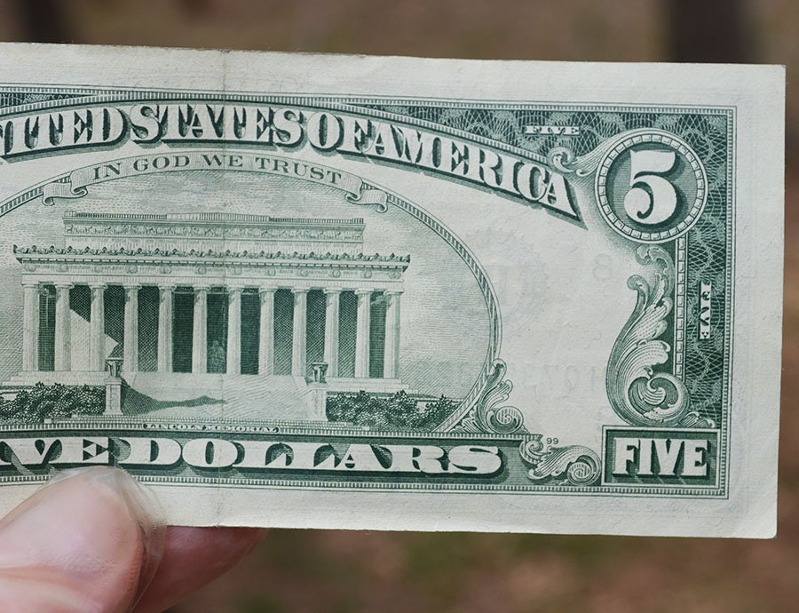 Blank 5 Dollar Bill