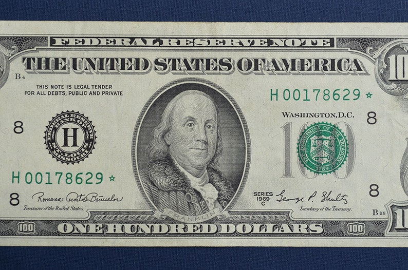 1969 Vintage 100 Dollar Star Bill Miscut Error Very Rare - Etsy