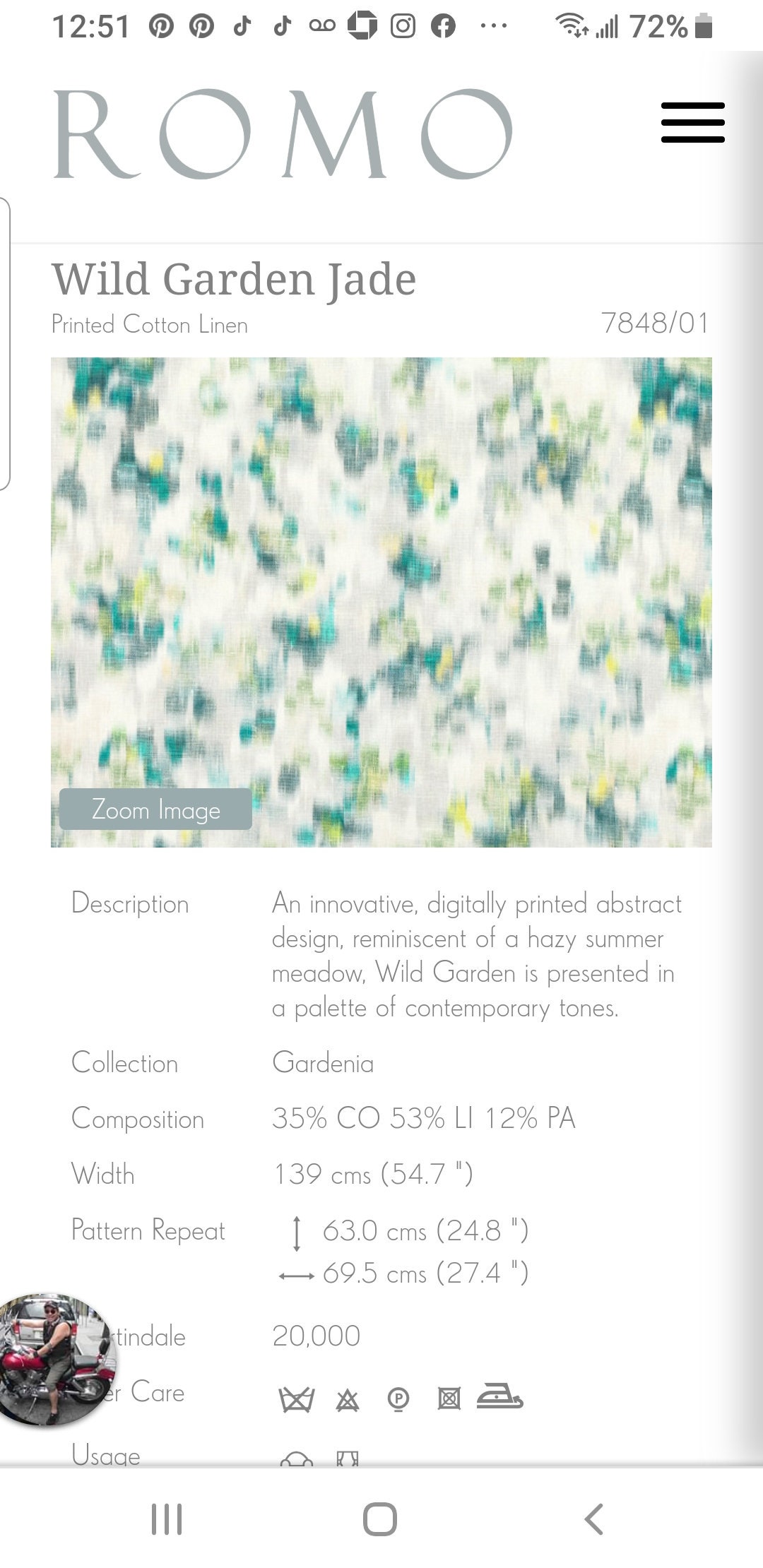 Romo Stoff Wild Garden Farbe Jade. - Etsy.de