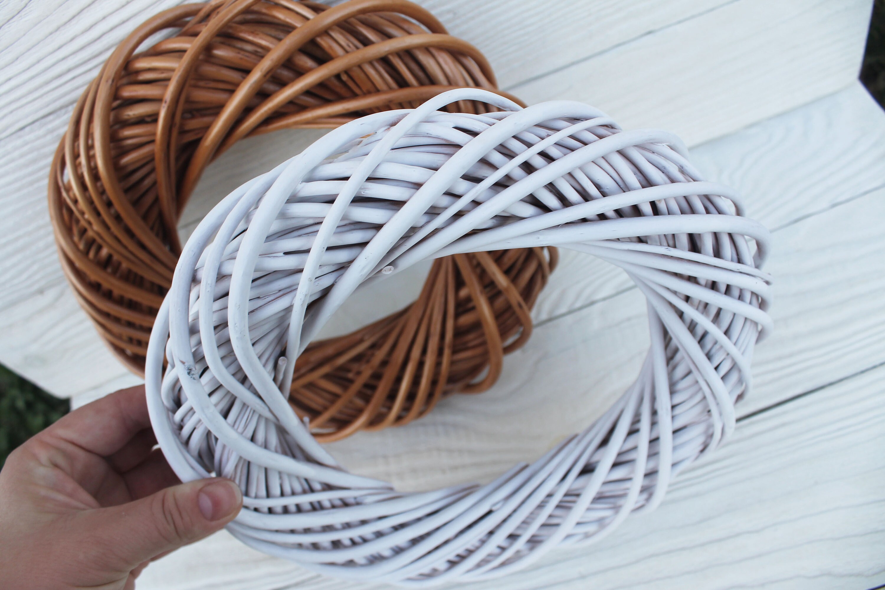 White Willow Wreath Natural Wicker Wreath - Etsy