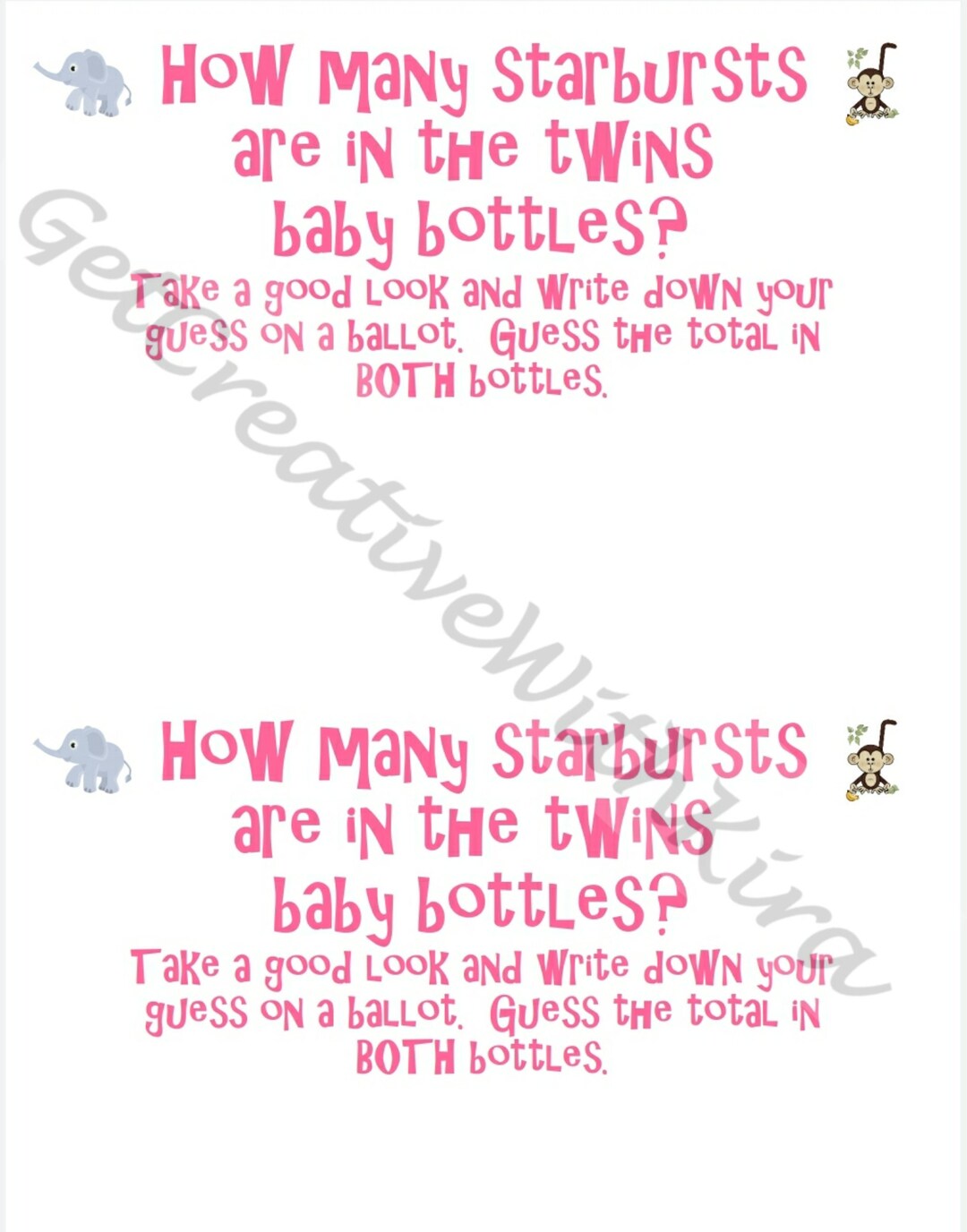 Guess How Many Starburst in Baby Bottles Baby Shower Game - Etsy