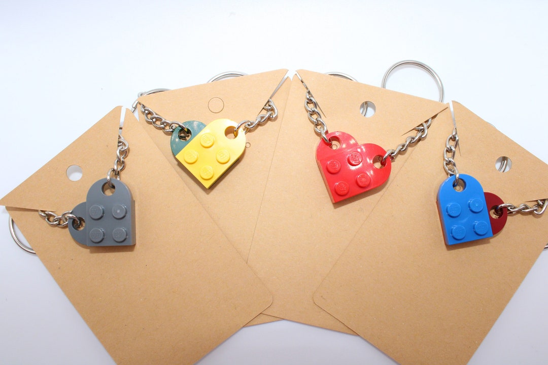 Matching Heart Lego's Keychain Set, Real LEGO Brick Keychain ...