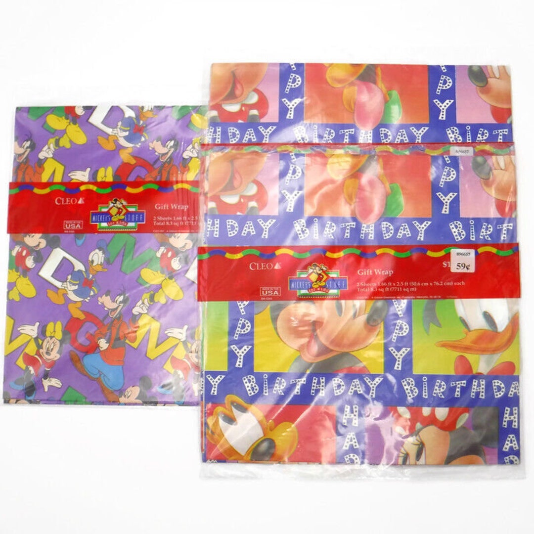 Disney Gift Wrap by CLEO Birthday Mickey Mouse Donald Goofy 3 Packs 6 ...