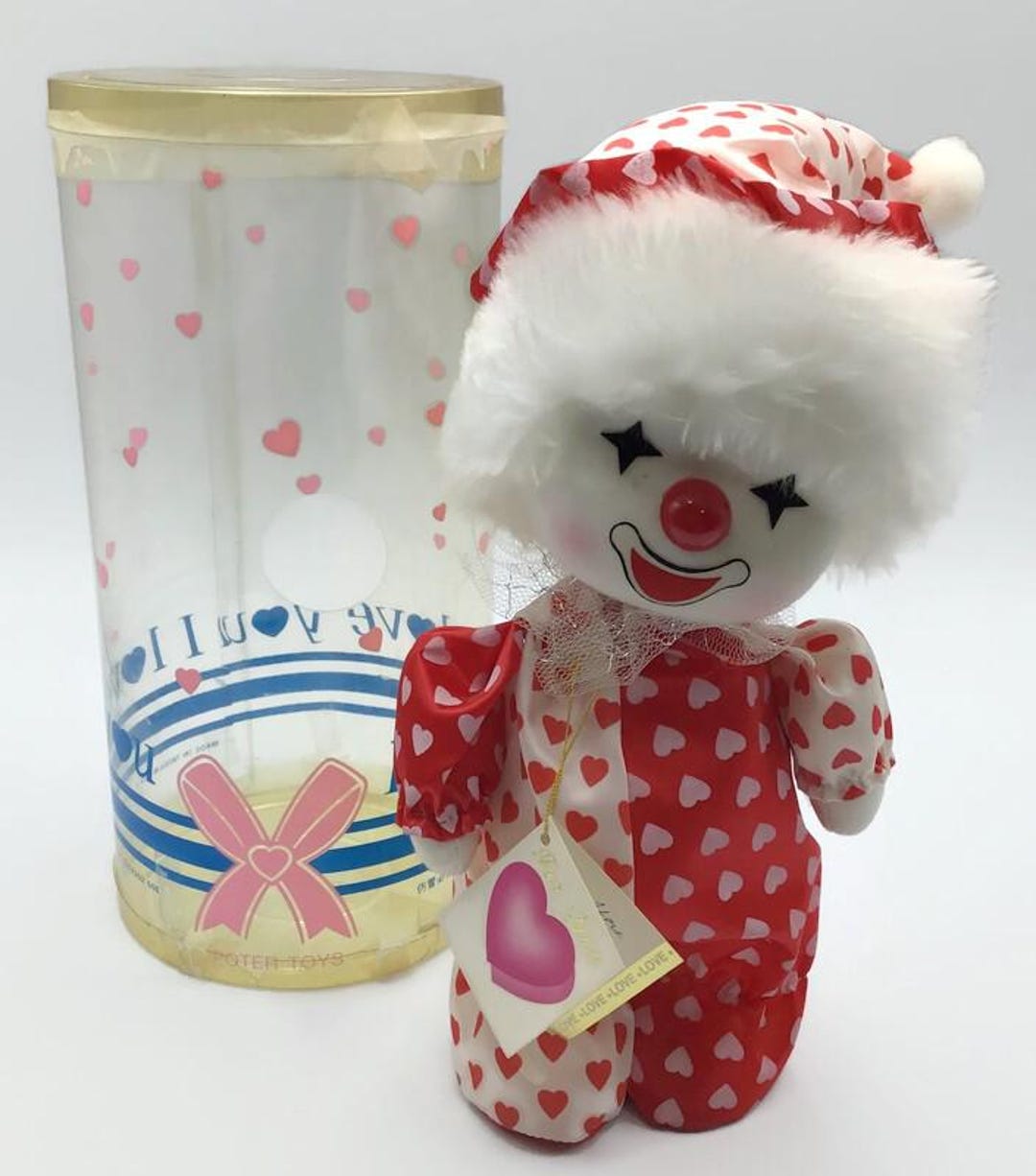 1986 Poter Musical Moving Clown *WORKS* Red Hearts Small World Original ...