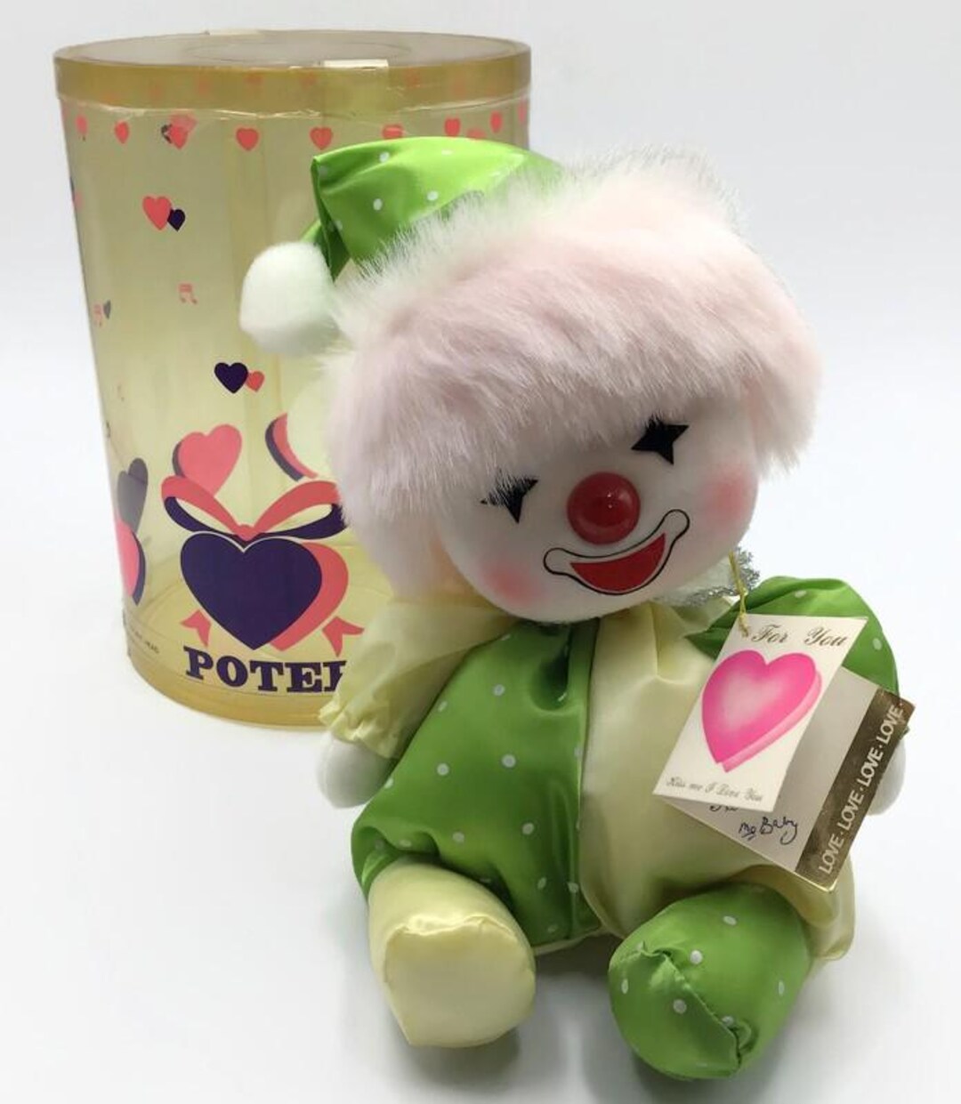 1986 Poter Musical Moving Clown *WORKS* Green Polka Dot Vintage ...