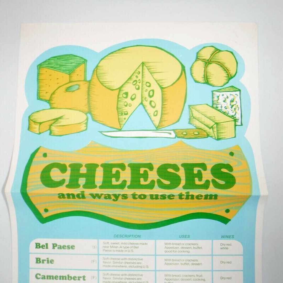 1971 Cheeses & Ways to Use Them Advertising Poster Vintage Veterans ...