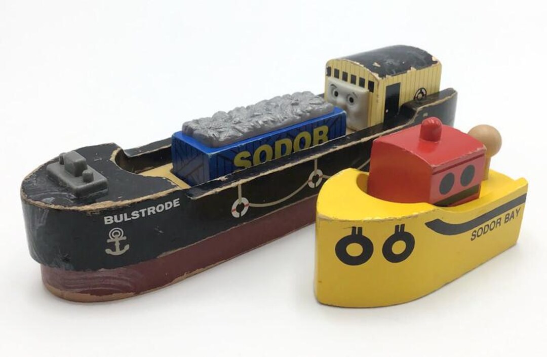 Thomas & Friends Bulstrode and Tugboat Fish Cargo Crate Barge Wooden ...