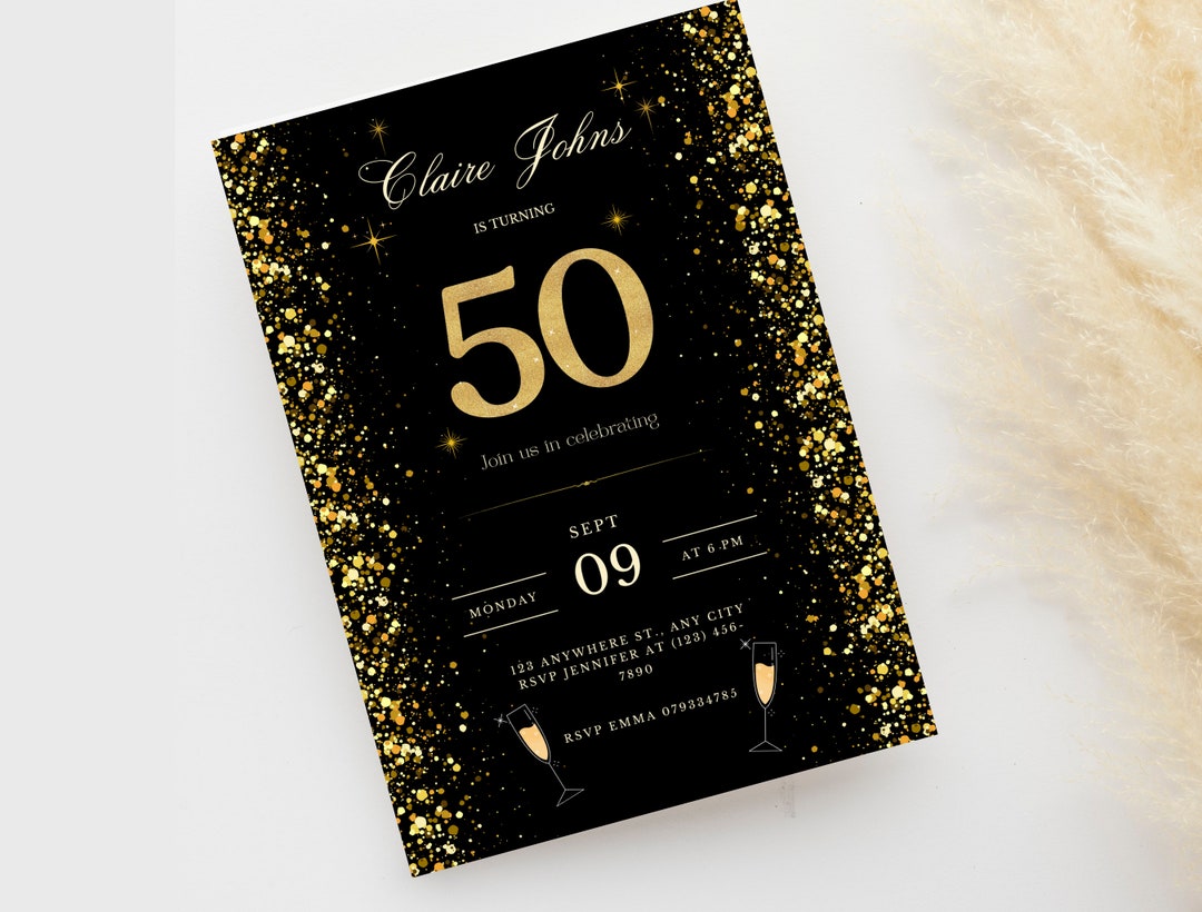 50th Editable Birthday Invitation, Invitation Template, 50th Birthday ...