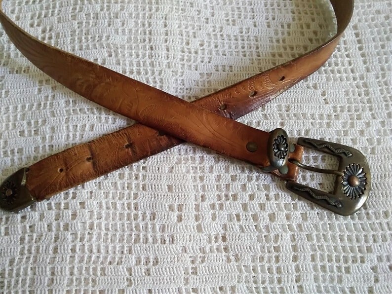 70 Bavarian Austrian Belt Real Leather Discolored and Distressed Alpine ...