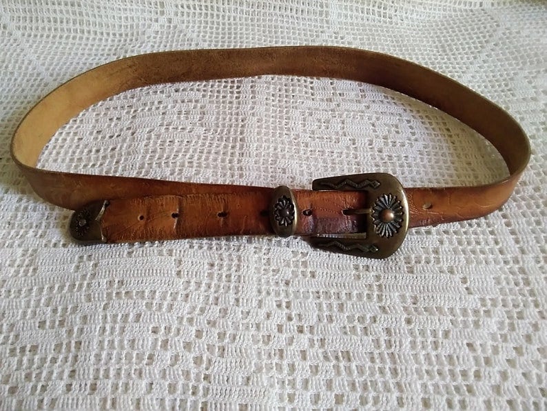 70 Bavarian Austrian Belt Real Leather Discolored and Distressed Alpine ...