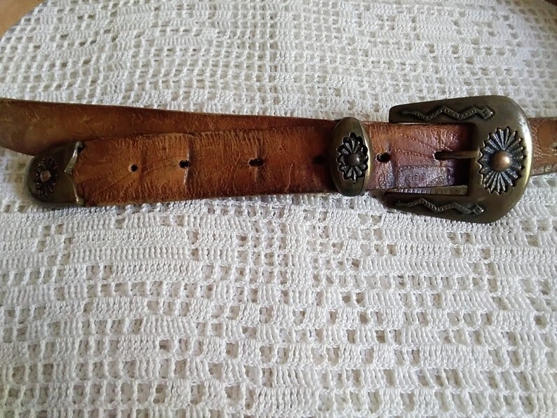 70 Bavarian Austrian Belt Real Leather Discolored and Distressed Alpine ...