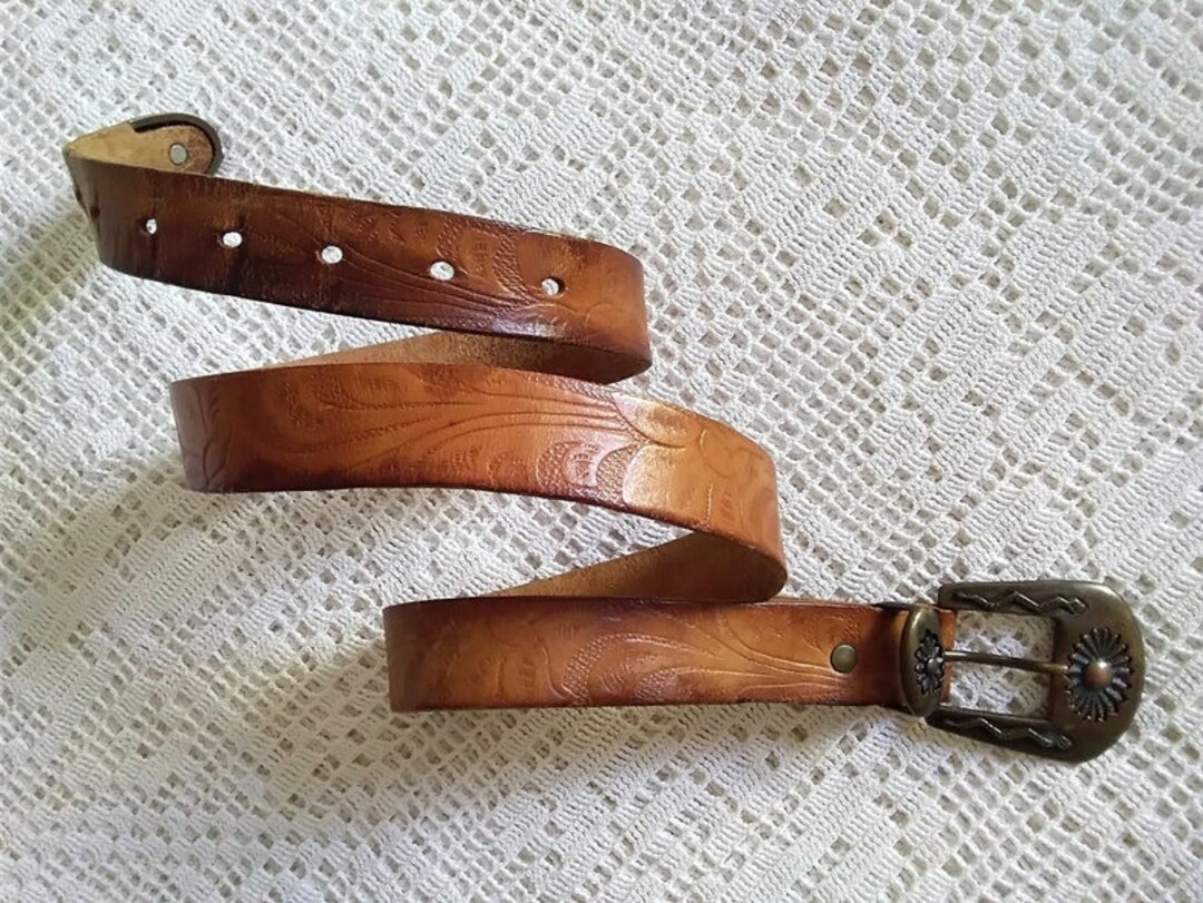 70 Bavarian Austrian Belt Real Leather Discolored and Distressed Alpine ...