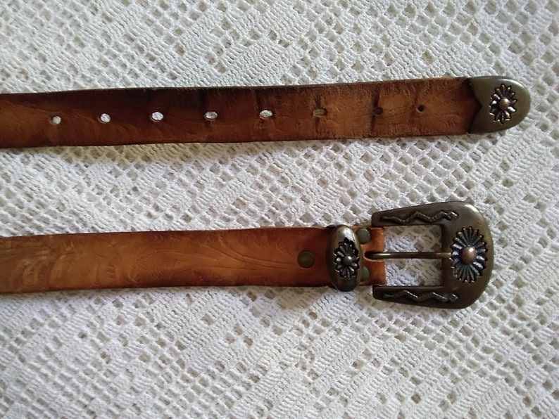 70 Bavarian Austrian Belt Real Leather Discolored and Distressed Alpine ...