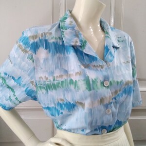 70s Retro Button Shirt Watercolor Print Disco Shirt Crazy Print Short ...