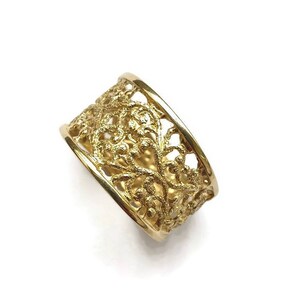 Filigree Lace Design Ring 14k Solid Yellow Gold - Etsy