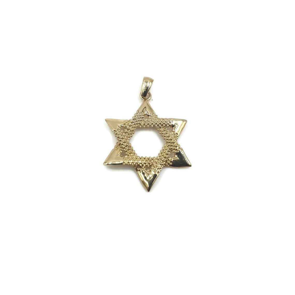 Small Interwoven Star of David Pendant 14K Solid Yellow Gold - Etsy