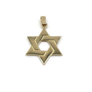 Small Interwoven Star of David 14k Solid Gold Pendant - Etsy