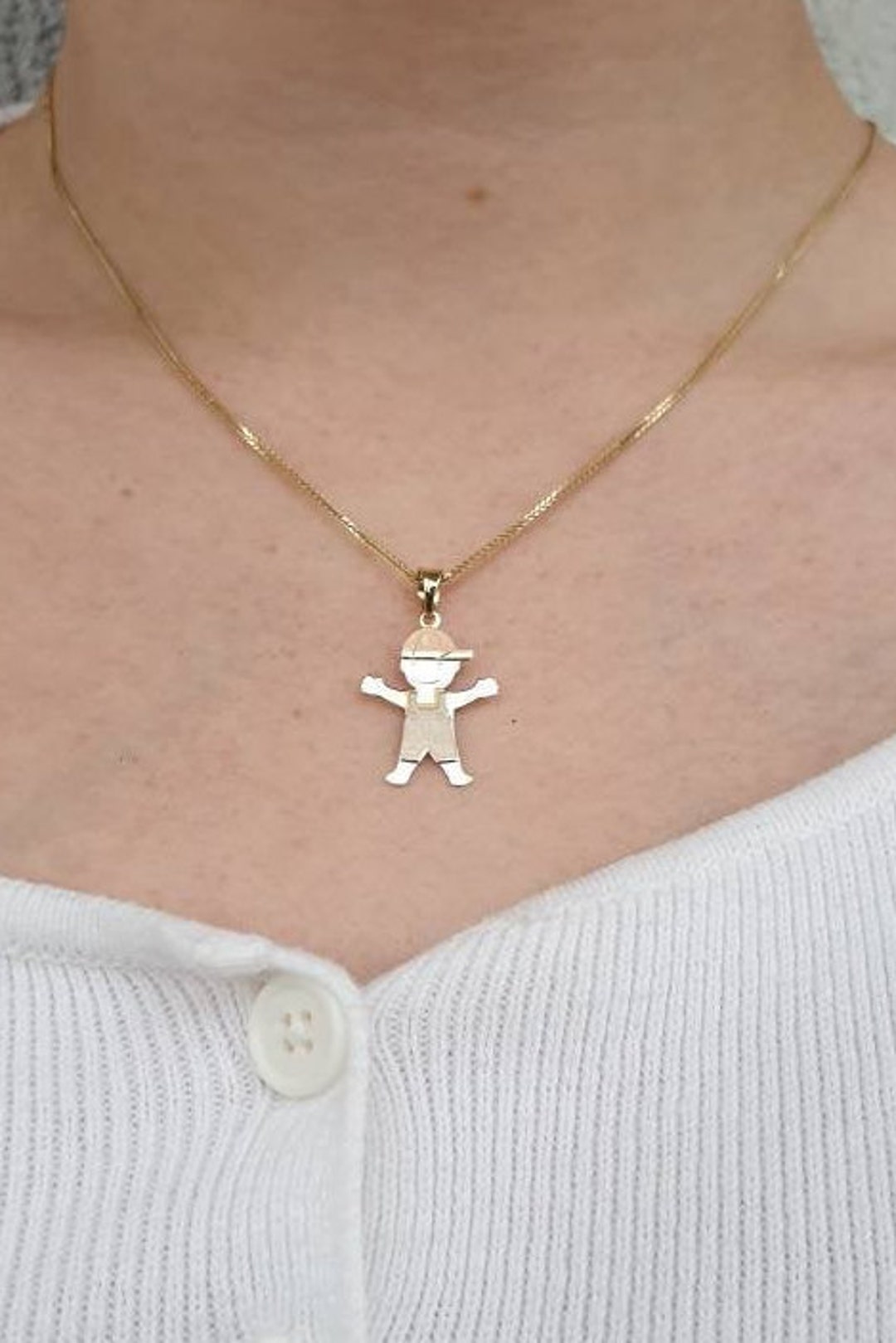 Boy Charm Pendant Solid Gold 14K, New Born Pendant - Etsy