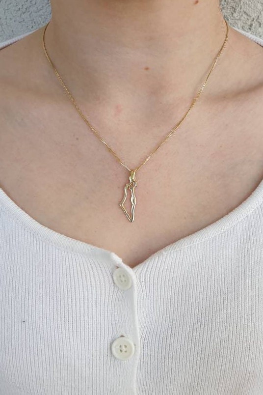 14k White Map of Israel Charm - Etsy