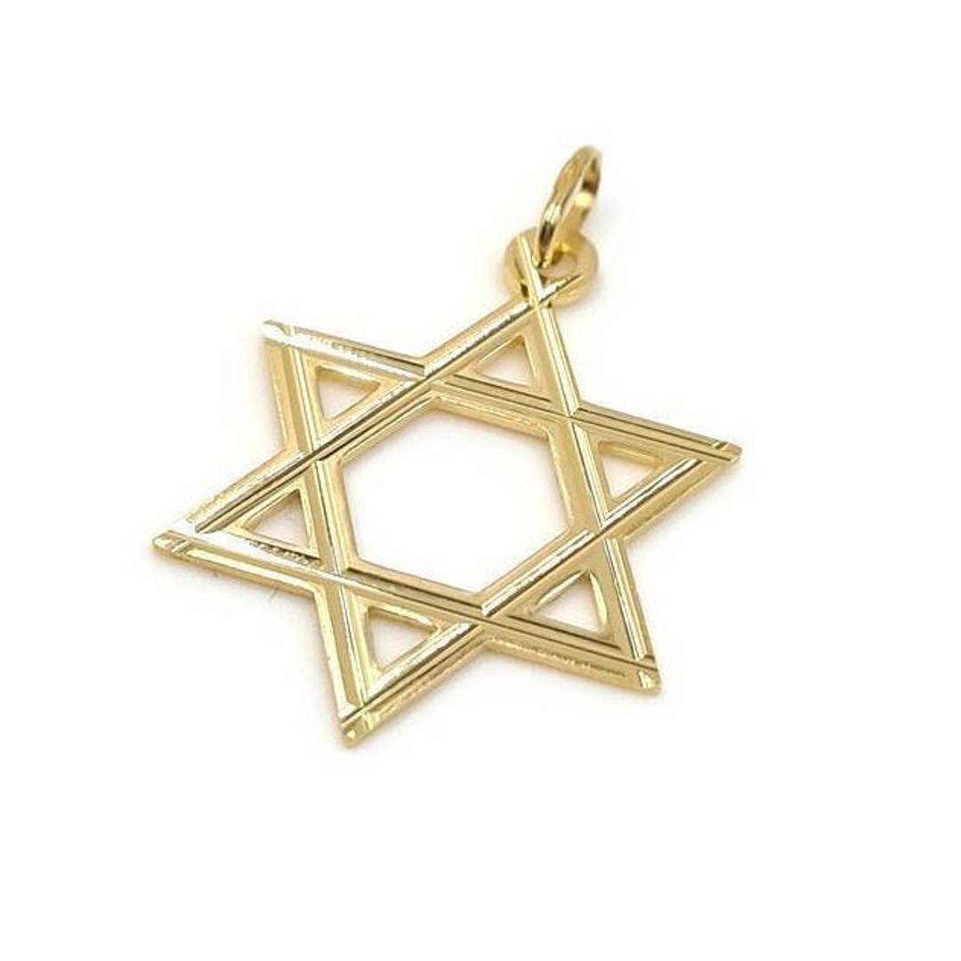 Large Star of David 14k Solid Gold Pendant - Etsy
