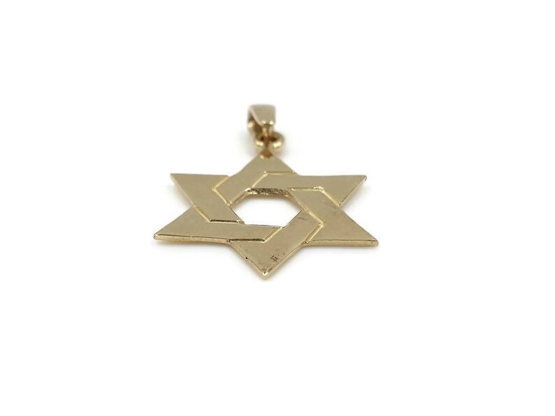 Small Interwoven Star of David 14k Solid Gold Pendant - Etsy