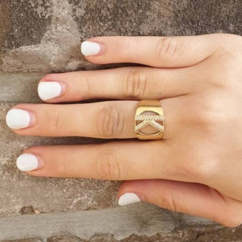 K Initial Letter Ring With Cubic Zirconia | Etsy