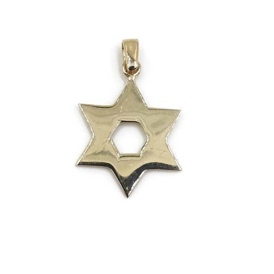 Small Interwoven Star of David 14k Solid Gold Pendant - Etsy