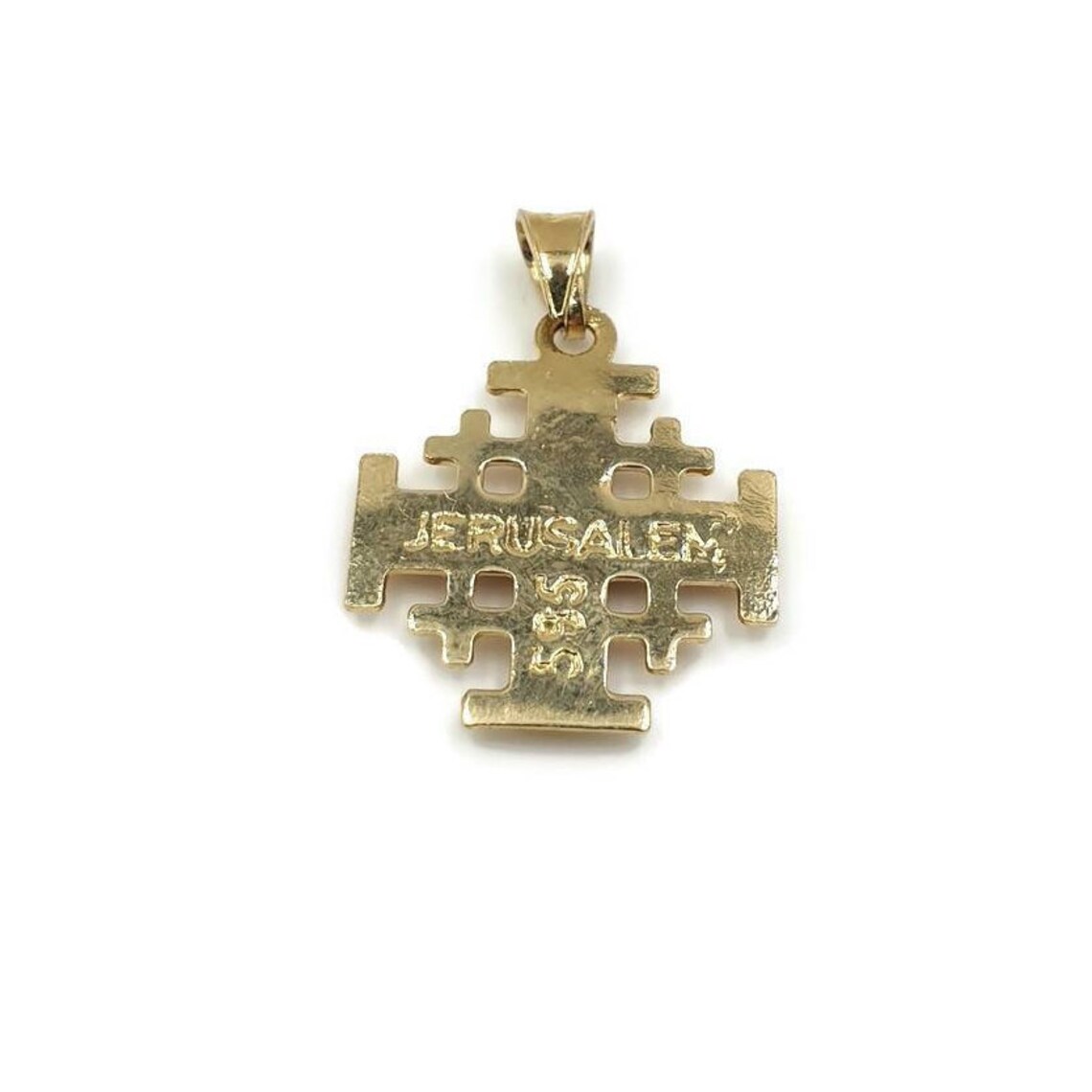 Layered Jerusalem Cross 3 Colors 14k Solid Gold Pendant | Etsy