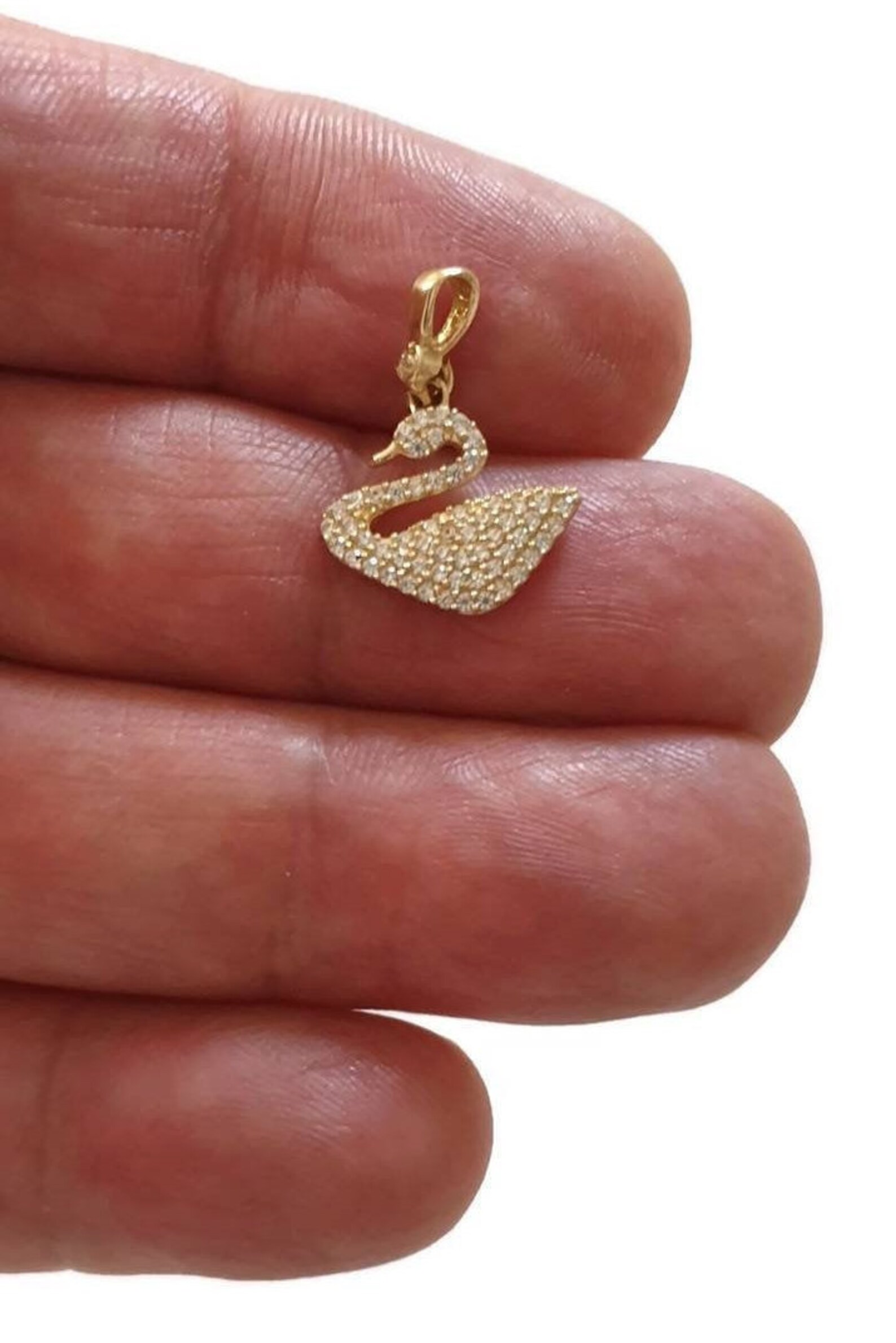 Swan Pendant 14K Yellow Gold | Etsy