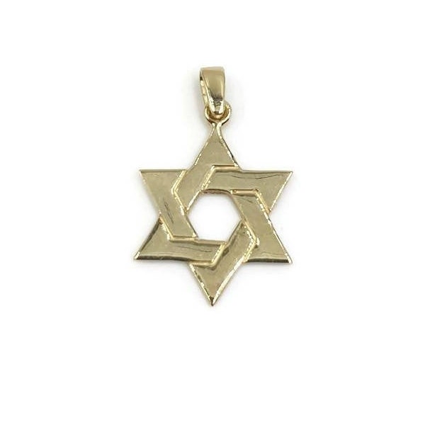 Small Interwoven Star of David 14k Solid Gold Pendant - Etsy