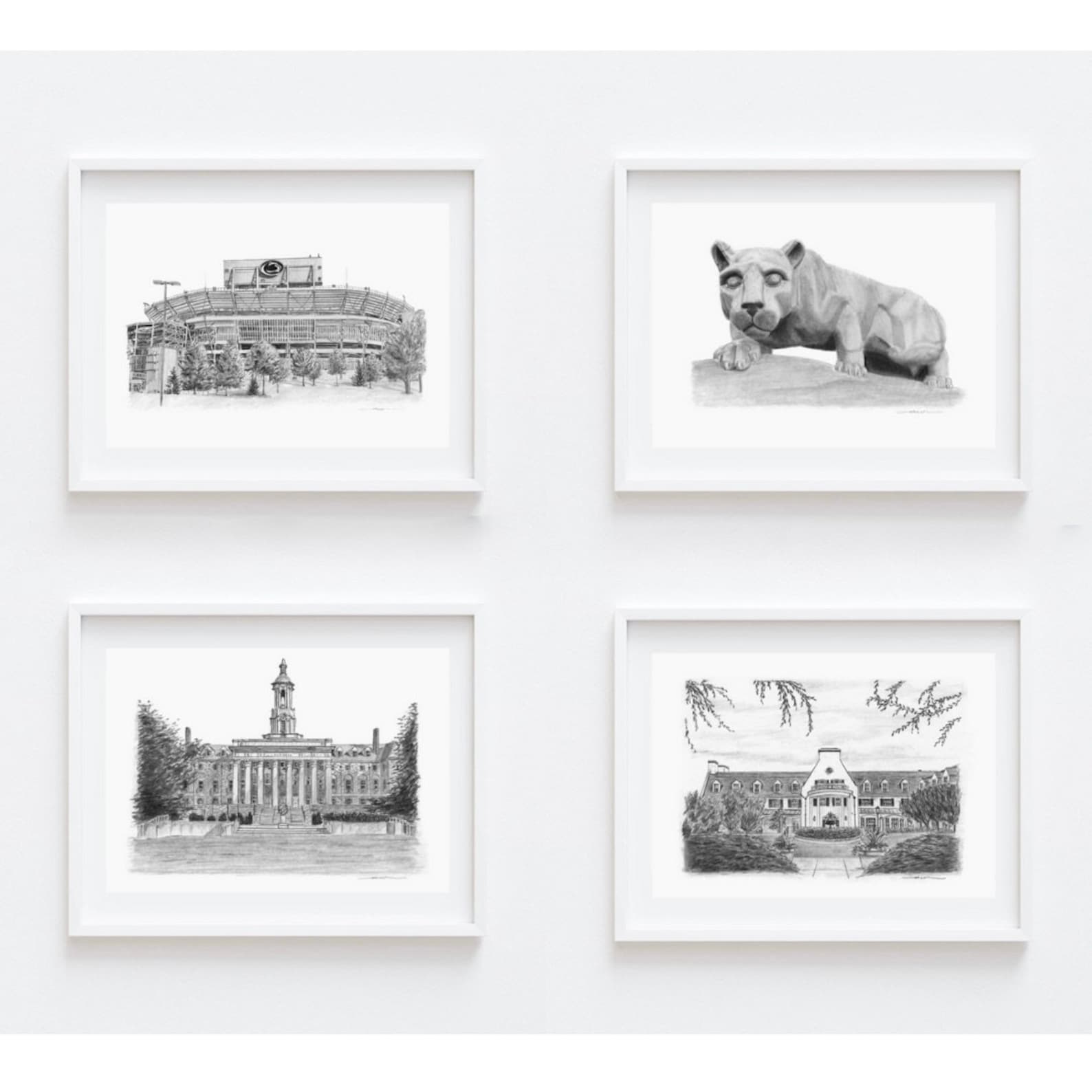 Penn State Wall Art Set | PSU Landmarks Gift | Graduation & Football ...