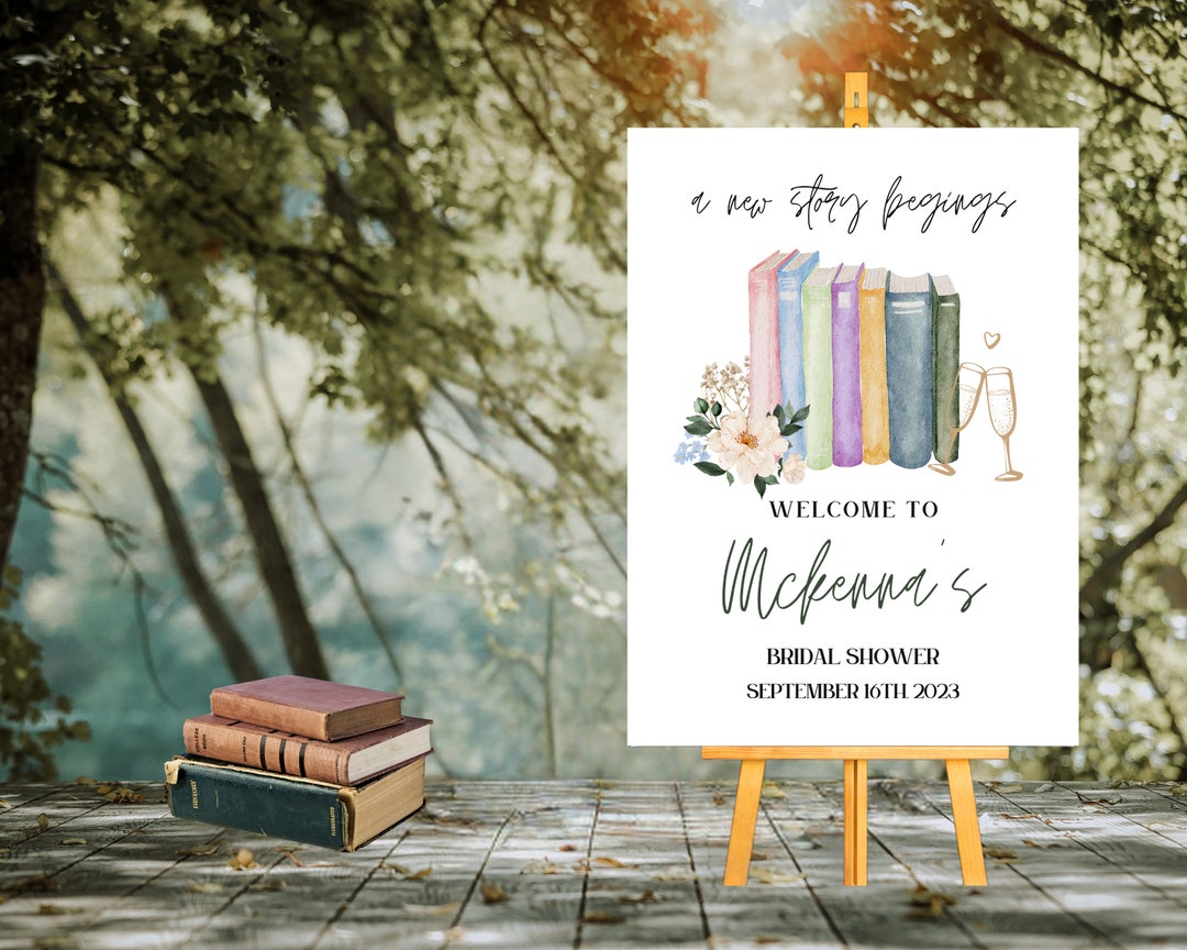 Book Themed Bridal Shower Welcome Sign Digital File - Etsy