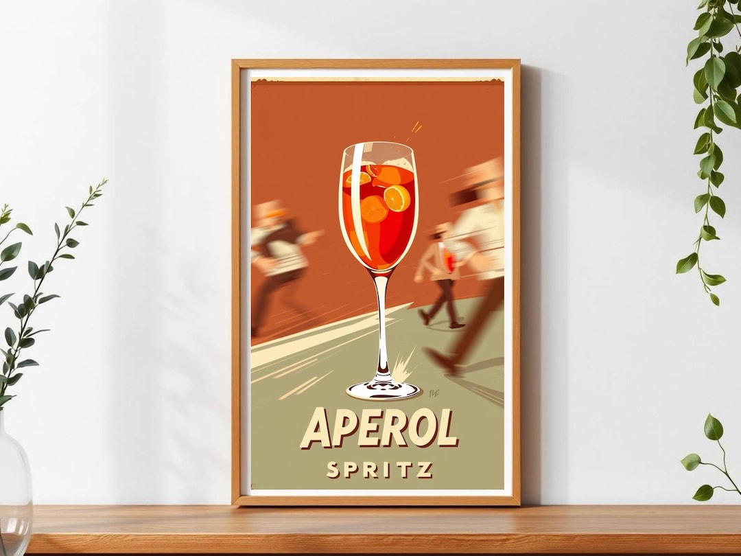 Aperol Spritz Print | Vintage Cocktail Aperol Print | Kitchen Decor ...