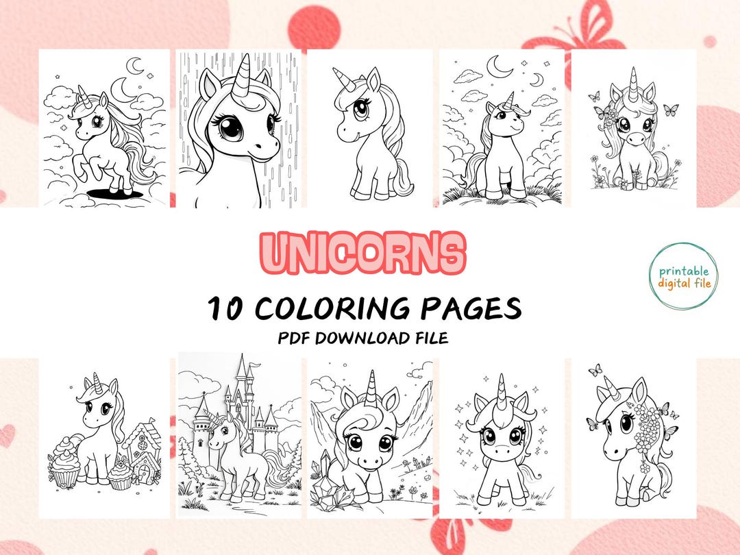 Unicorn Coloring Pages | Printable Colouring Digital Book for Kids ...