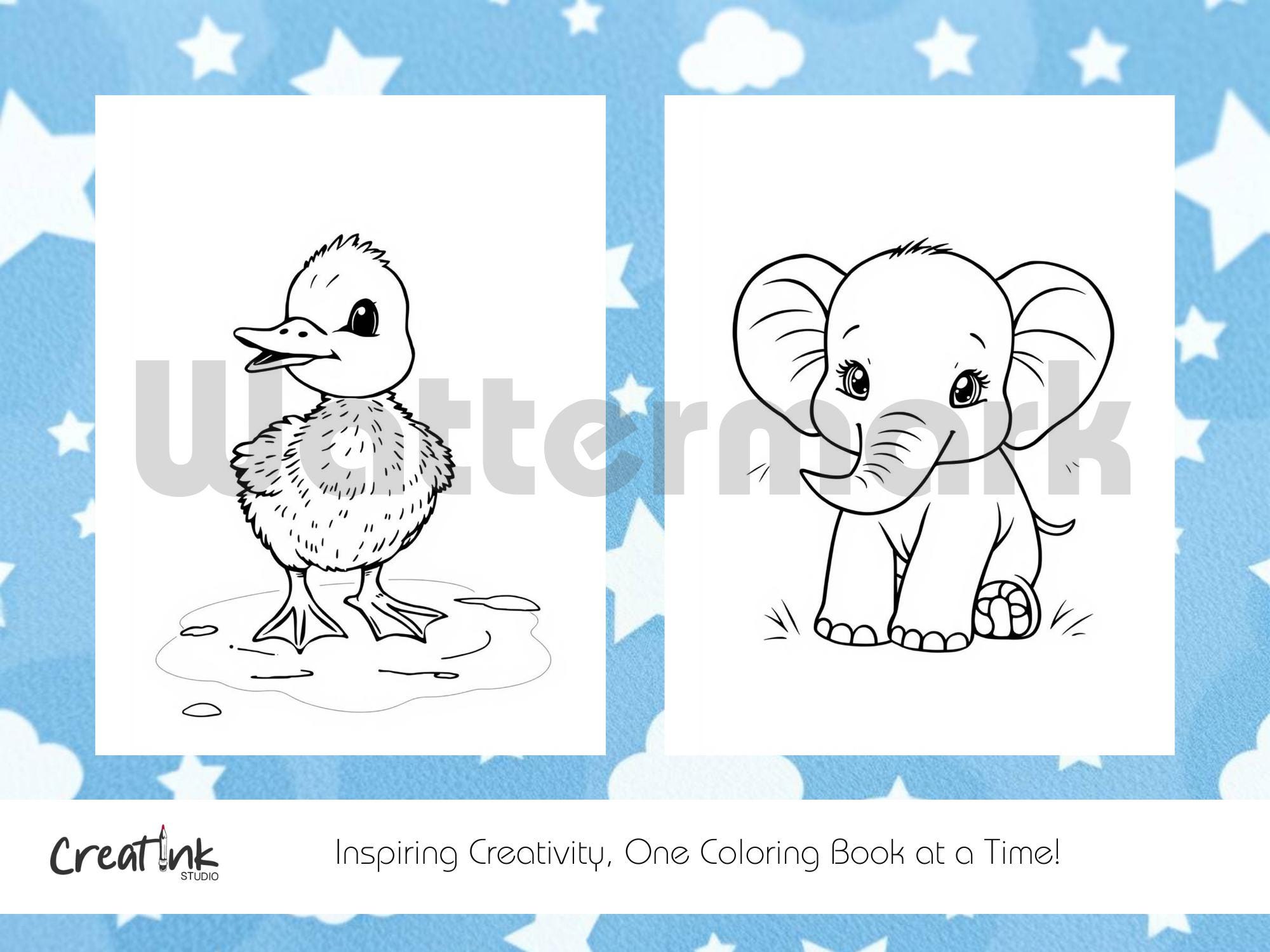 Baby Animals Coloring Pages | Printable Colouring Digital Book for Kids ...