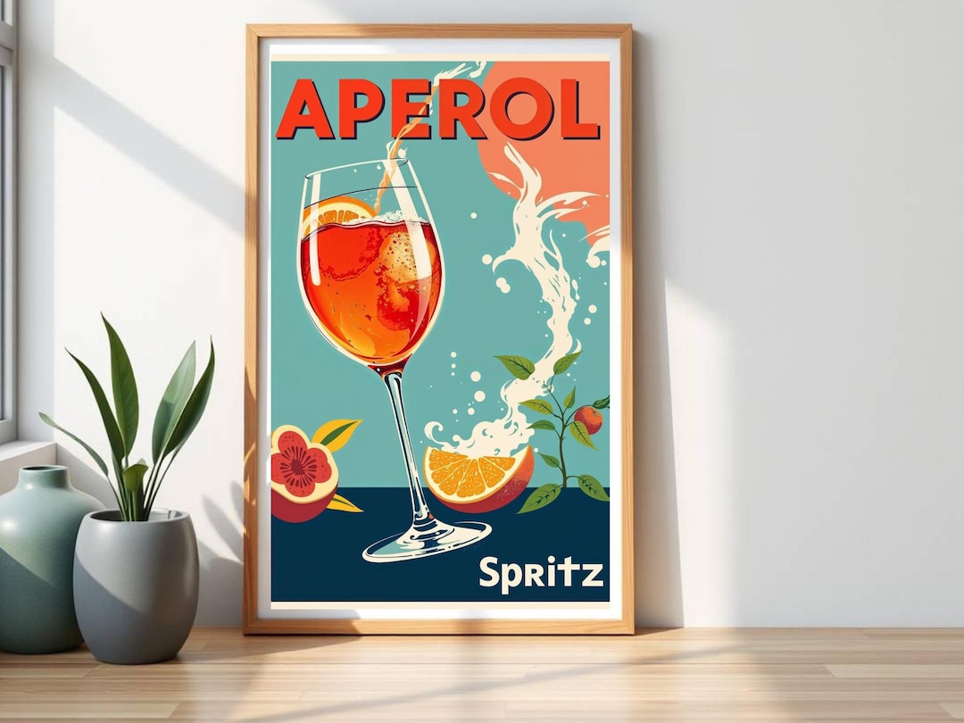 Aperol Spritz Print | Vintage Cocktail Aperol Print | Kitchen Decor ...