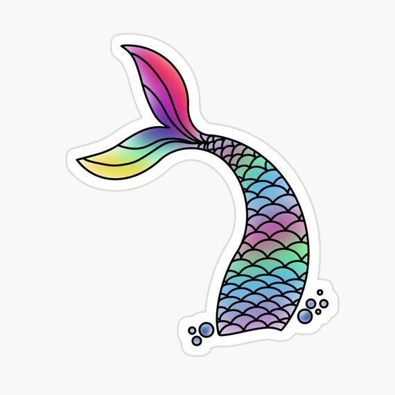 Mermaid Tail Sticker Rainbow Mermaid Tail Sticker Rainbow - Etsy