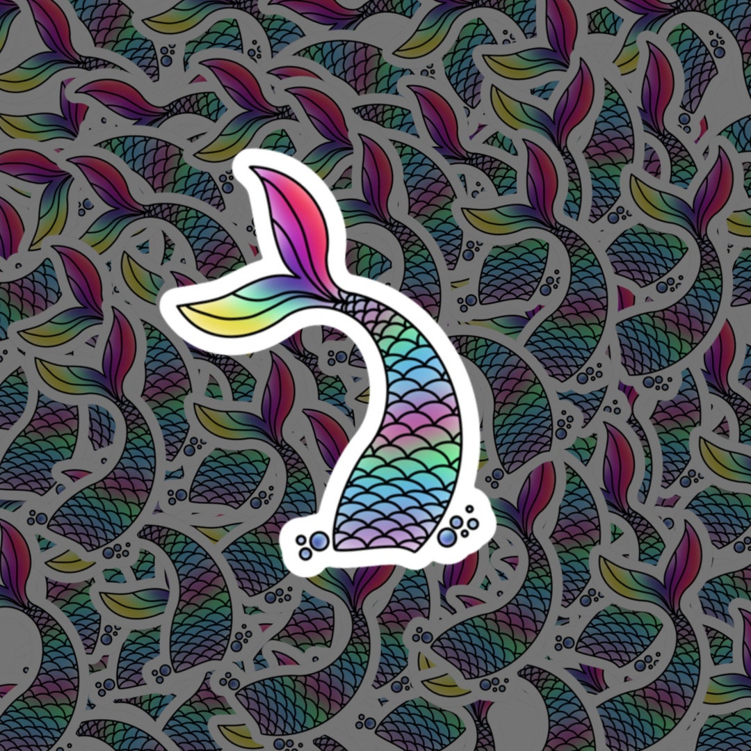 Mermaid Tail Sticker, Rainbow Mermaid Tail Sticker, Rainbow Mermaid ...